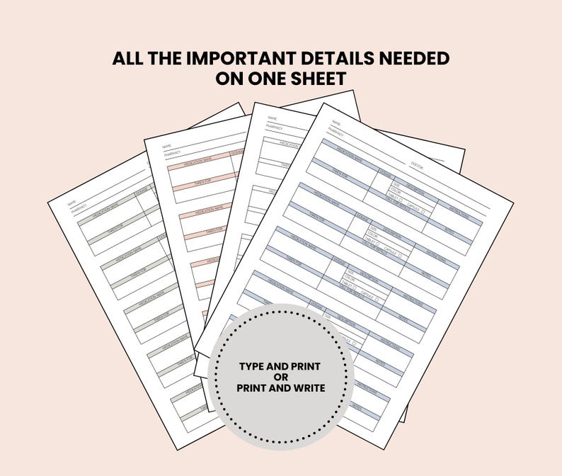 Medication List Log,medication Tracker Template,home Health Nurse Med ...