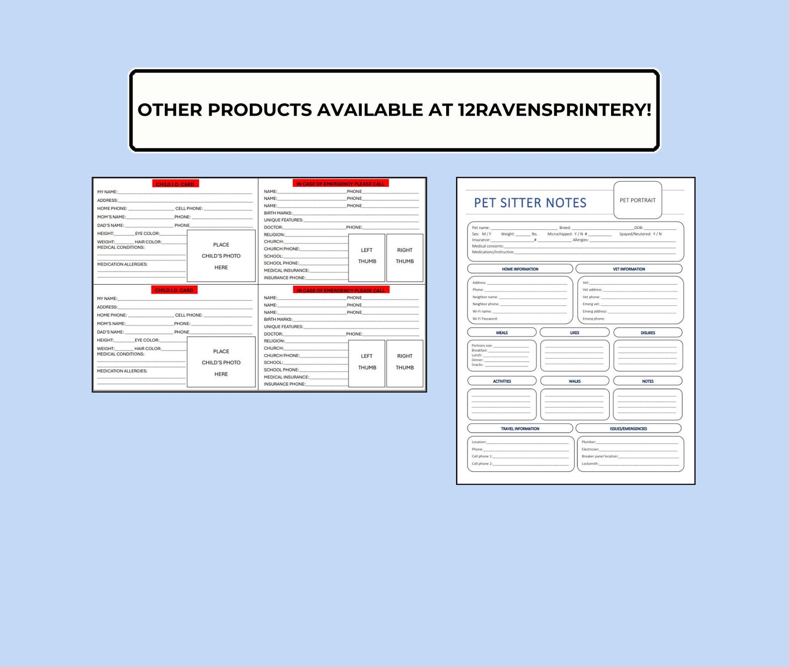 In Case of Emergency ID Card, Medical Alert Card With Medications ...