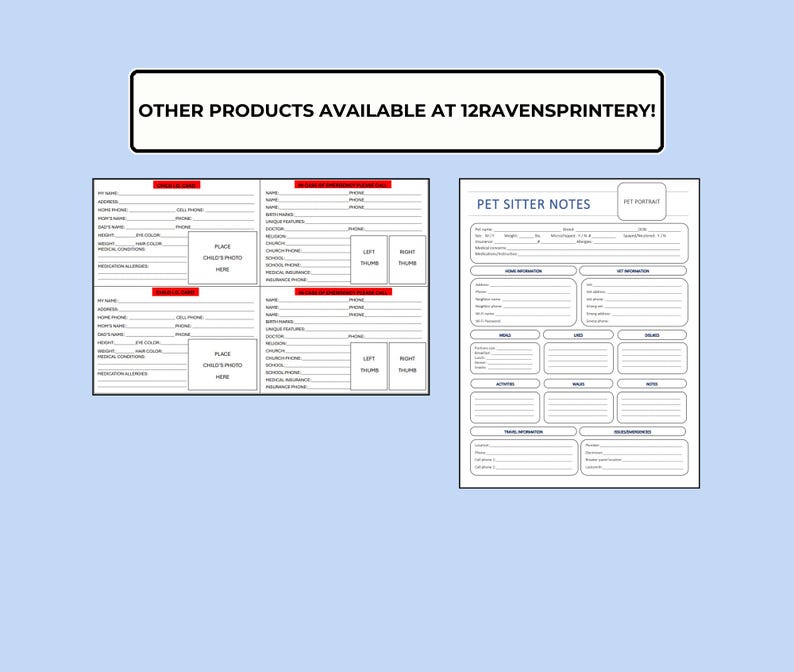 In Case of Emergency ID Card, Medical Alert Card With Medications ...