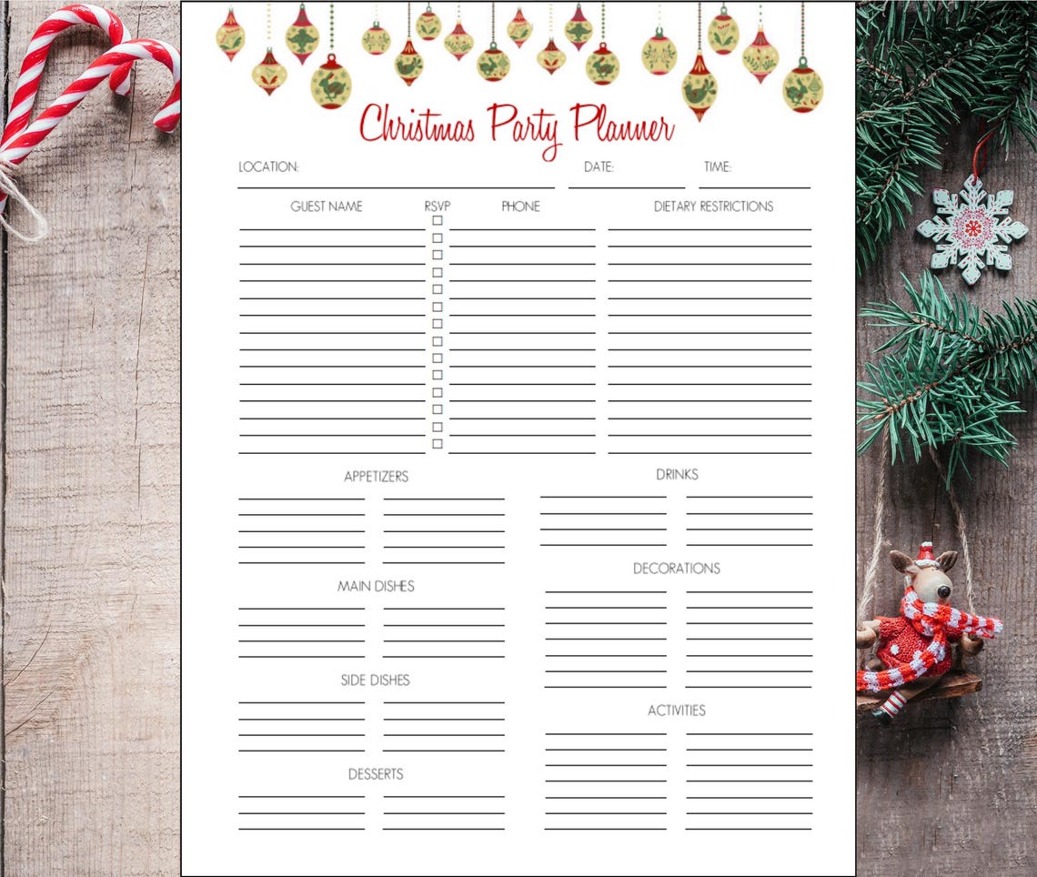 Christmas Party Planner Editable,holiday Event Planner,holiday Event ...