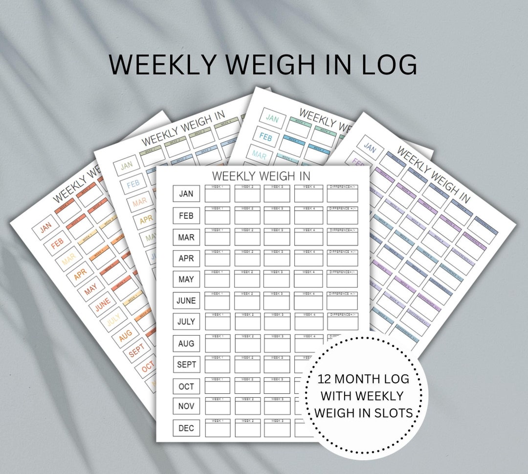 Weight Loss Tracker, Weekly Weigh in Log, Weight Loss Journal, Weekly ...