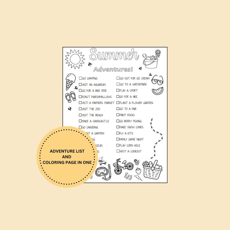 Summer Bucket List Printable, Family Activities, Summer Checklist ...