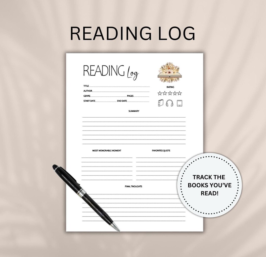 Reading Log, Book Reading Journal, Book Review, Reading Challenge ...