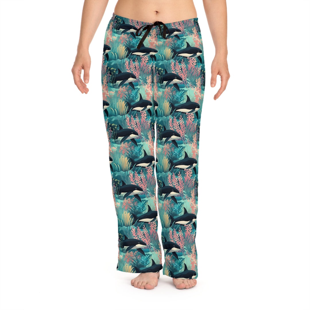 Preppy Pajamas Cozy Orca Whale Pajama Pants Tropical Orca Paradise Sea ...