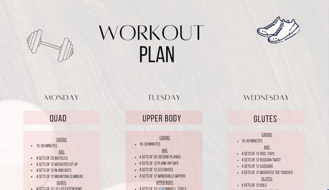 Weekly 6 Day Workout Plan - Etsy