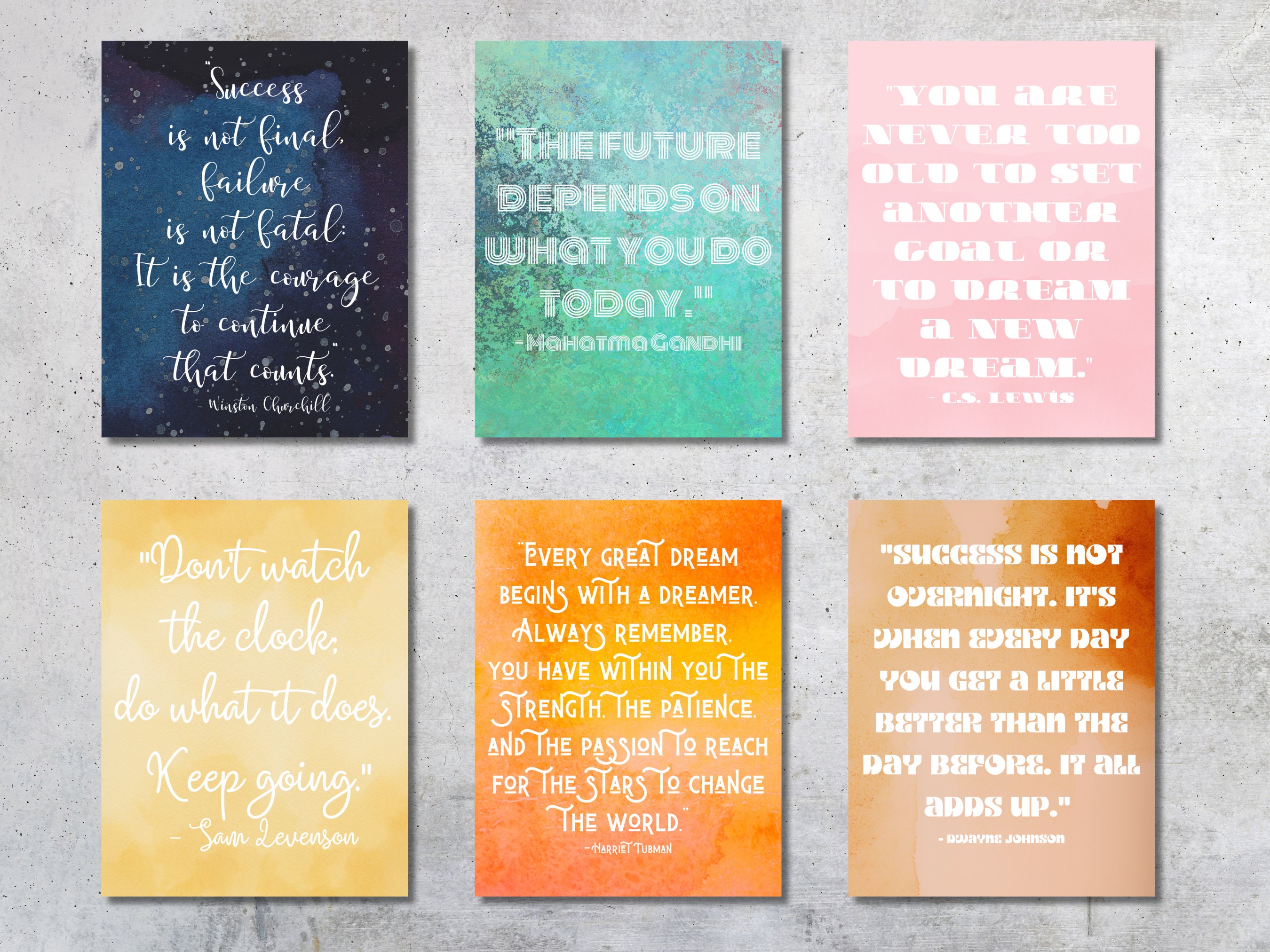Motivational Wall Art Printable, Inspirational Quotes, Watercolor ...
