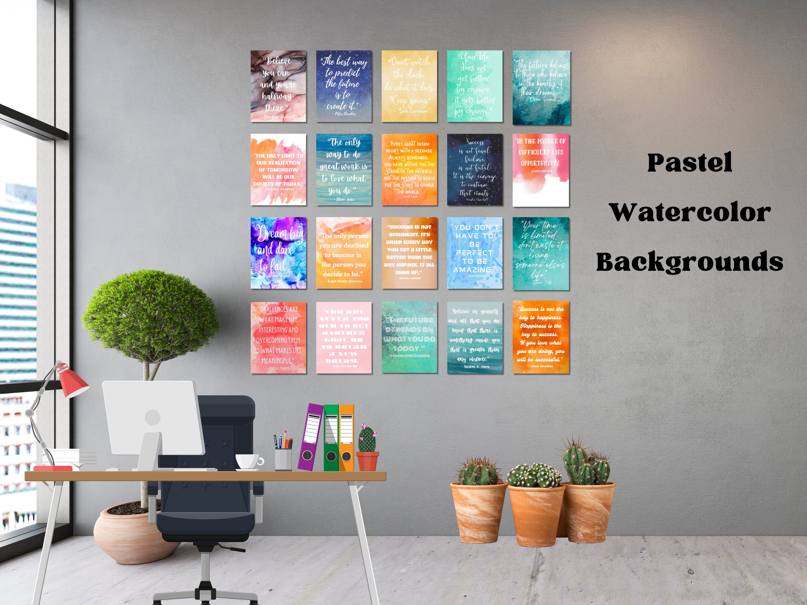 Motivational Wall Art Printable, Inspirational Quotes, Watercolor ...