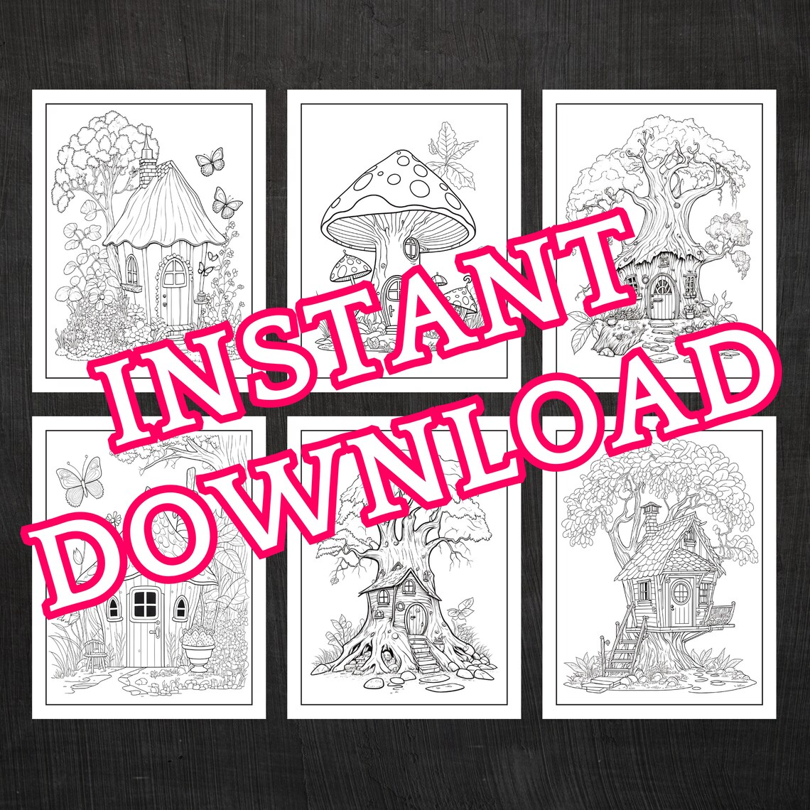 Fairy Houses Coloring Book for Adults, Whimsical Coloring Pages ...