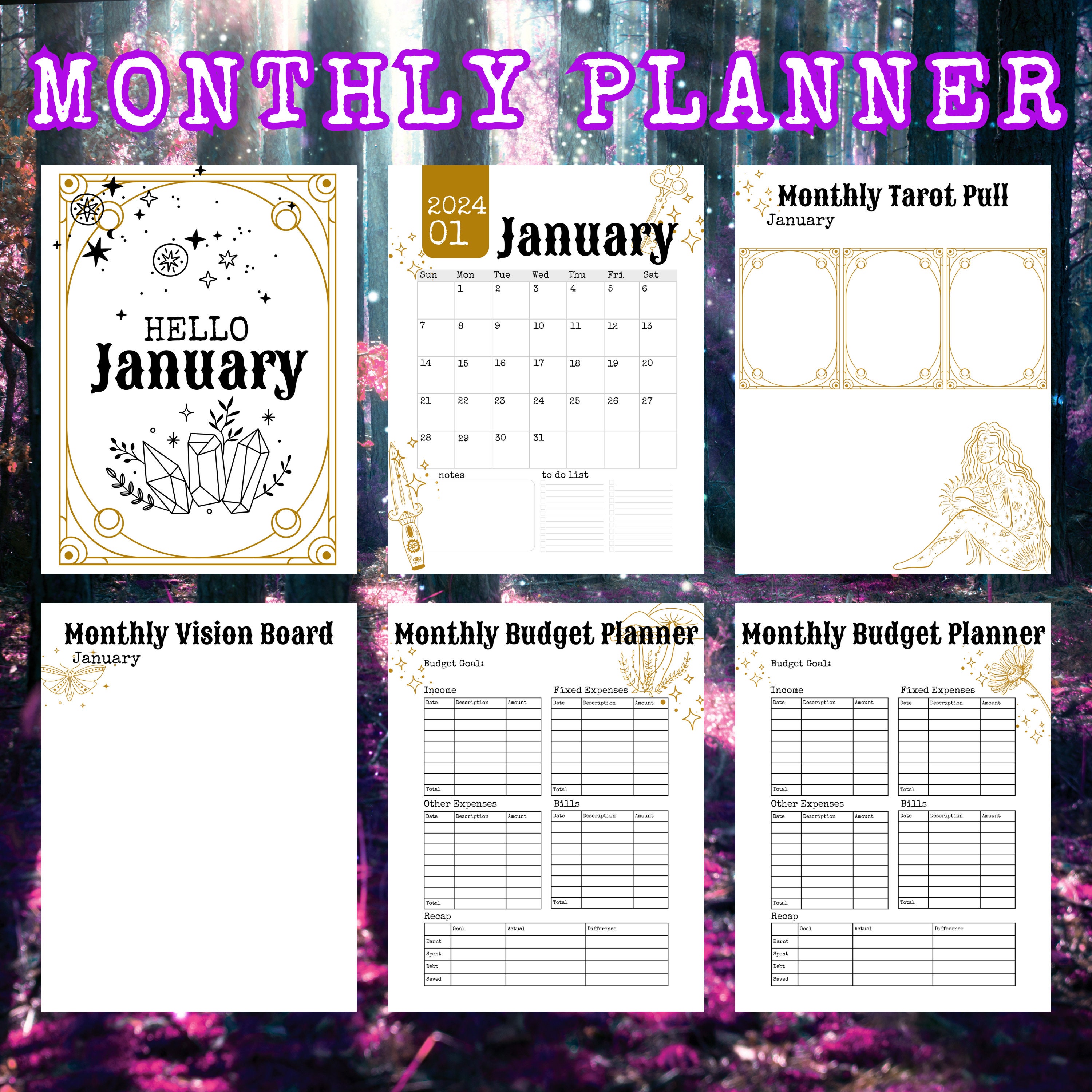 Witch Planner 2024 Witchy Planner Printable Wicca Planner 2024 Witchy Journal Printable Grimoire ...