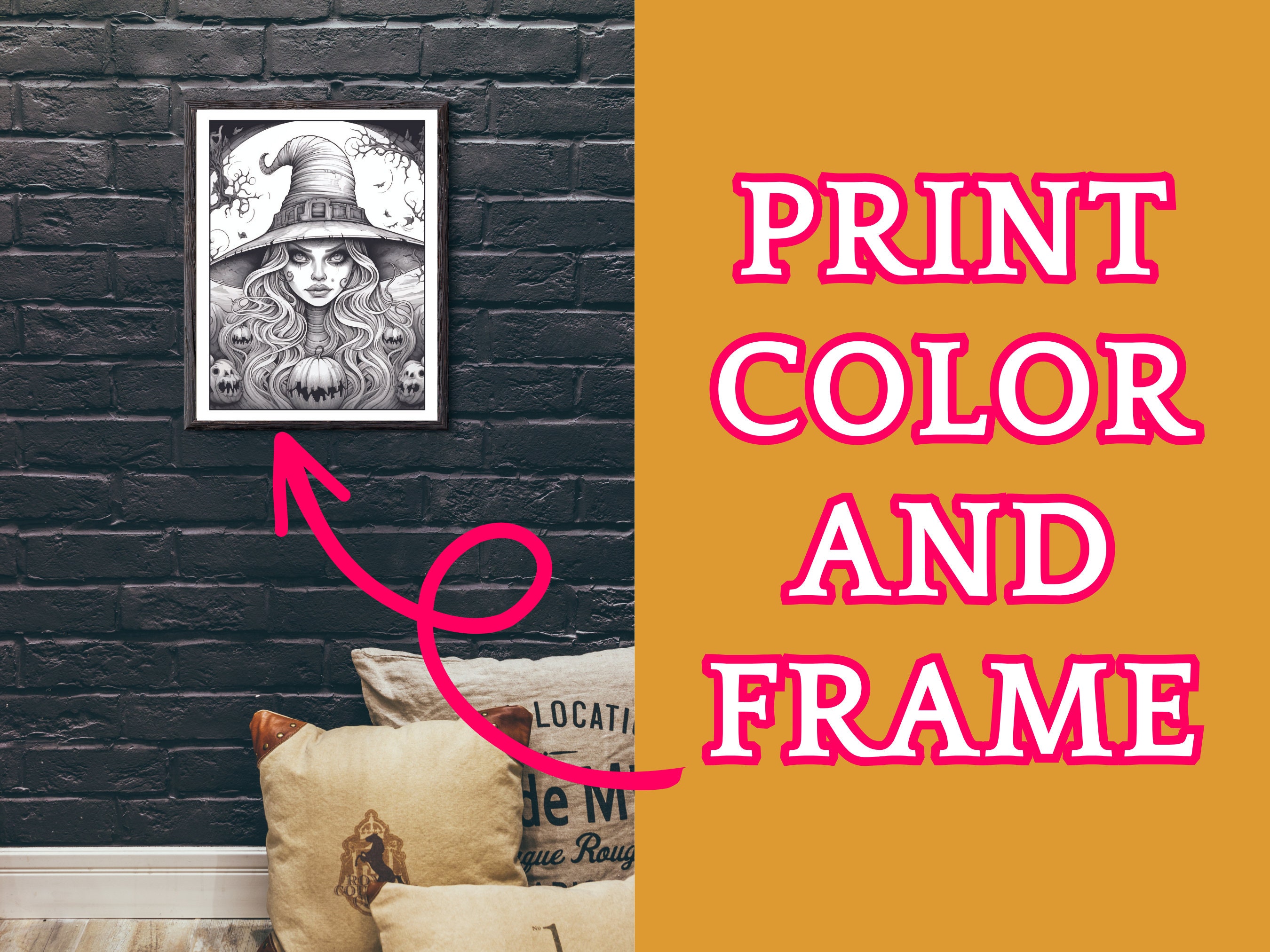 Printable Coloring Book, Halloween Witch Coloring Pages, Digital ...