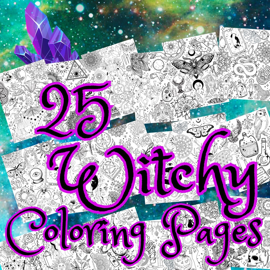 Witchy Coloring Pages, Witch Coloring Pages, Grimoire Coloring, Wiccan ...