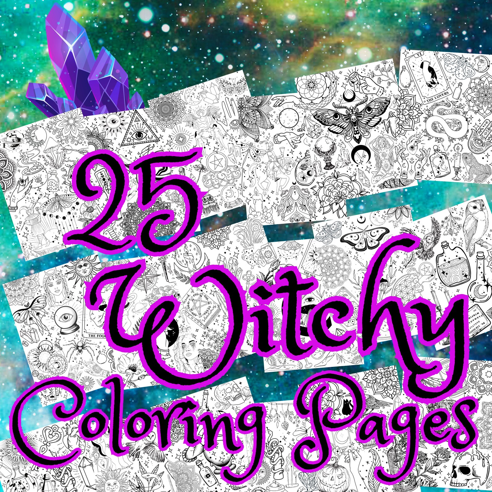 Witchy Coloring Pages Witch Coloring Pages Grimoire Coloring Wiccan ...