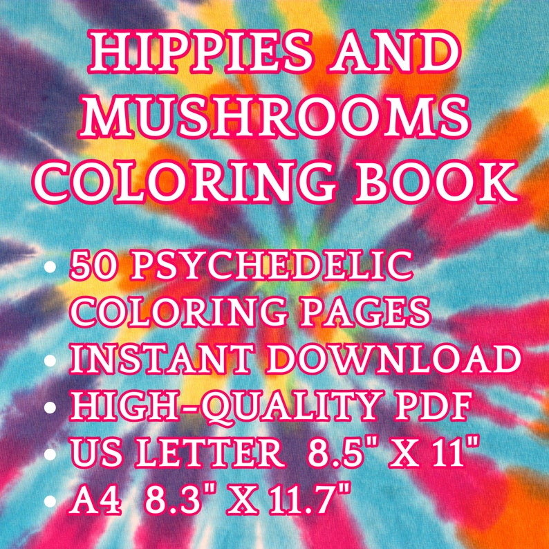 Psychedelic Coloring Pages Hippies and Mushrooms Coloring Book Hippie ...