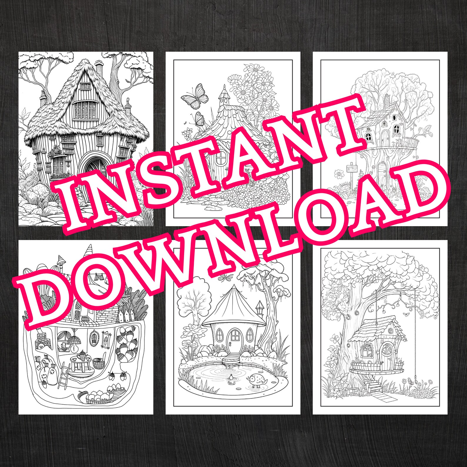 Fairy Houses Coloring Book for Adults, Whimsical Coloring Pages ...