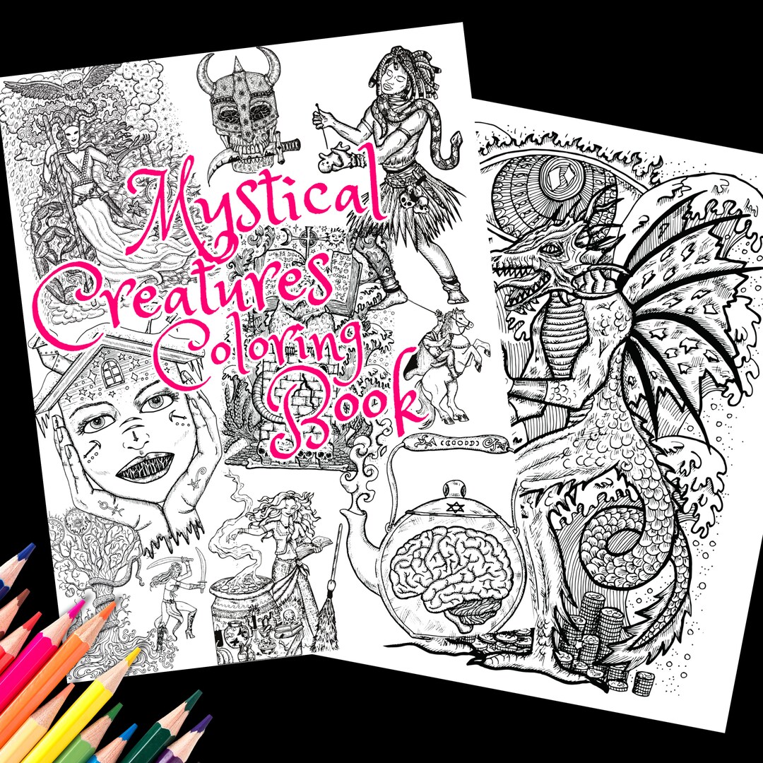 Mystical Creatures Coloring Book Gods and Demons Coloring Wiccan ...