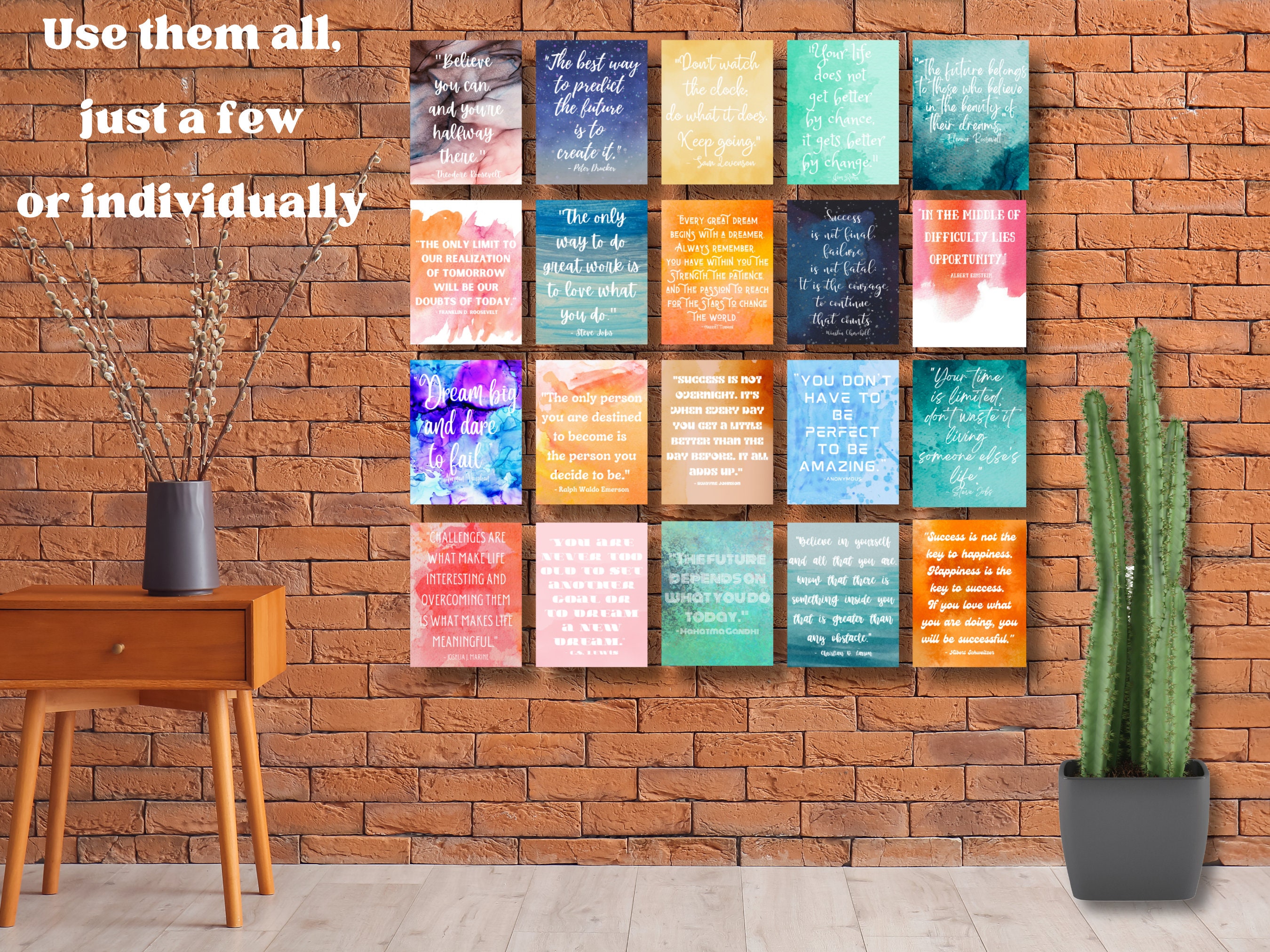 Motivational Wall Art Printable, Inspirational Quotes, Watercolor ...