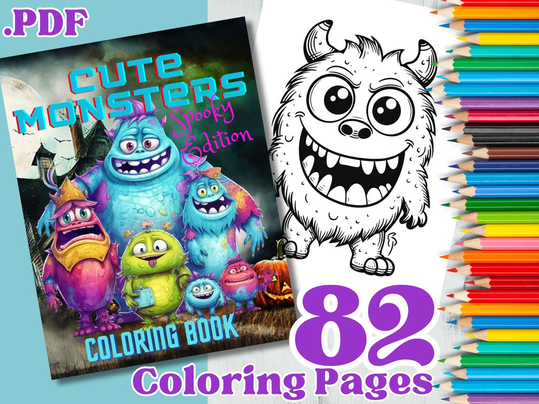 Cute Monsters Coloring Book Spooky Edition Printable Halloween Coloring ...