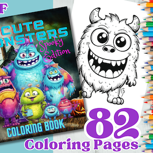 Cute Monsters Coloring Book Spooky Edition Printable Halloween Coloring ...