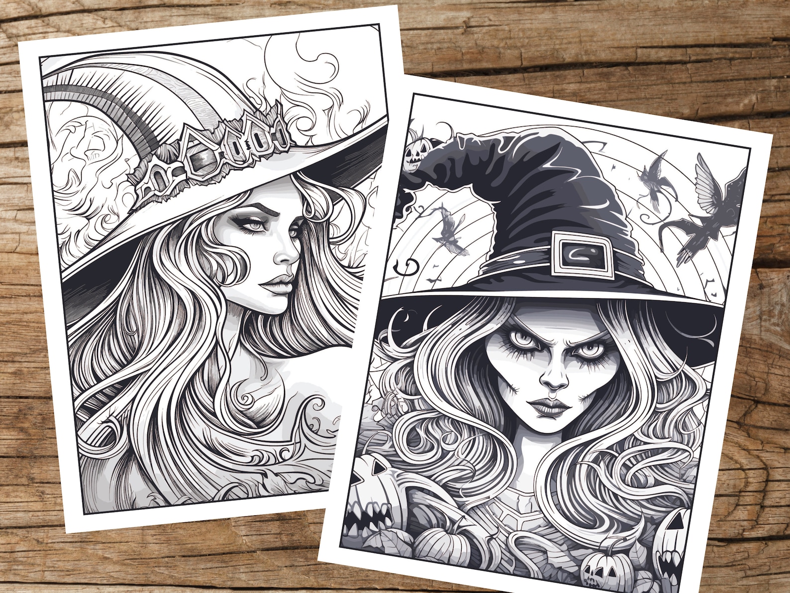 Printable Coloring Book, Halloween Witch Coloring Pages, Digital ...