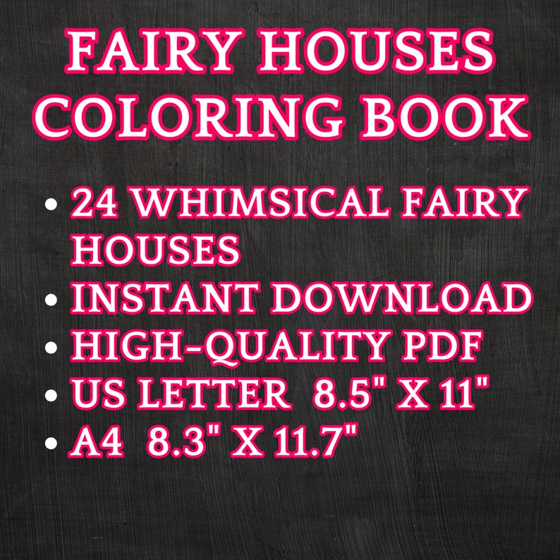 Fairy Houses Coloring Book for Adults, Whimsical Coloring Pages ...