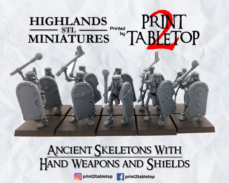 Ancient Skeletons Hand Weapons & Shields 32mm Highlands Miniatures ...