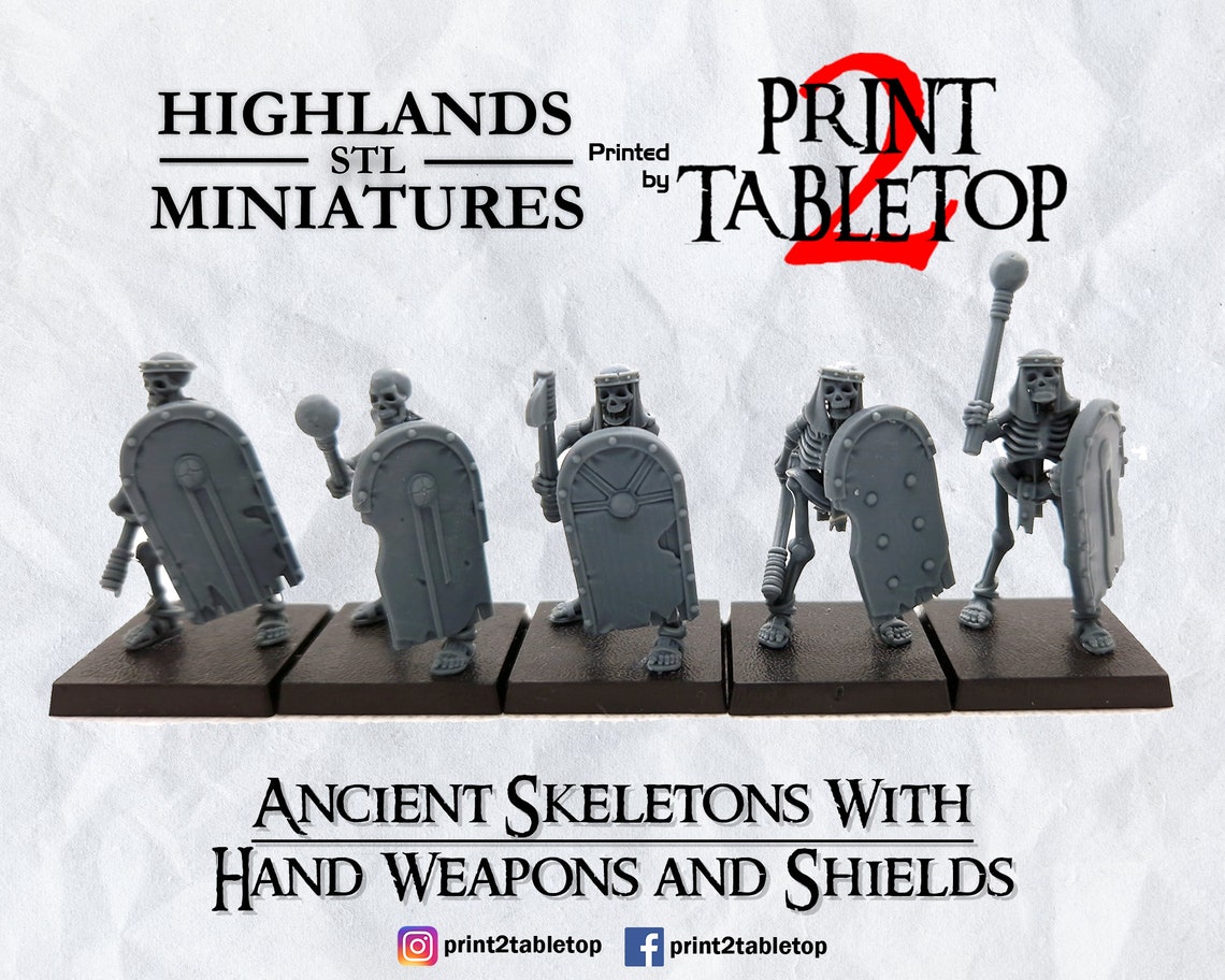 Ancient Skeletons Hand Weapons & Shields 32mm Highlands Miniatures ...