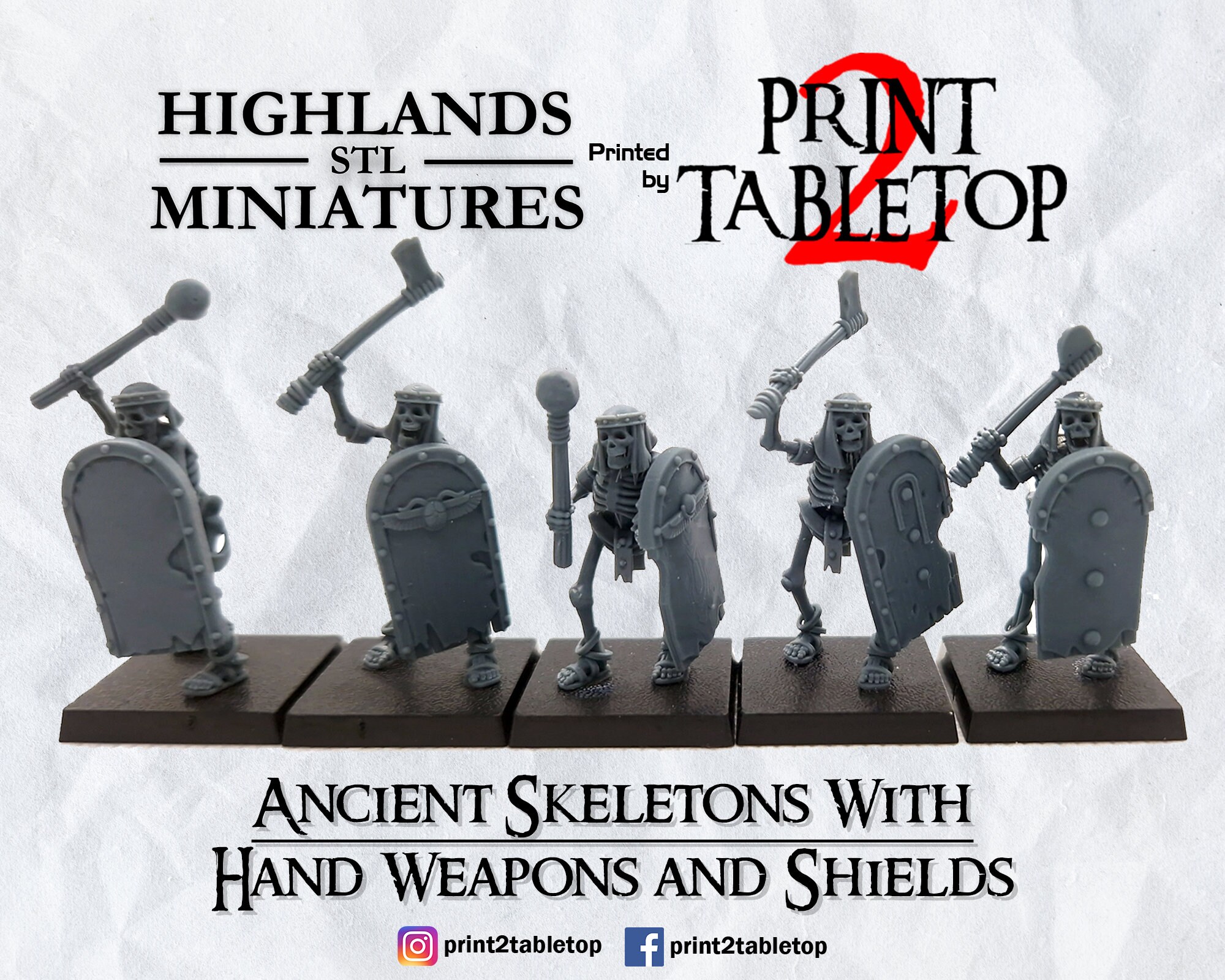 Ancient Skeletons Hand Weapons & Shields 32mm Highlands Miniatures ...