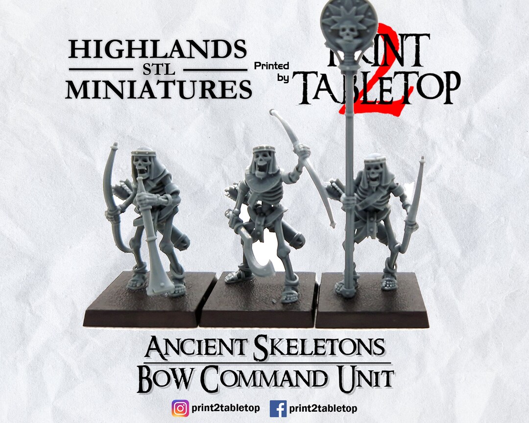 Ancient Skeletons Bow Command Group 28mm 32mm Highlands Miniatures Fantasy Miniature - Etsy