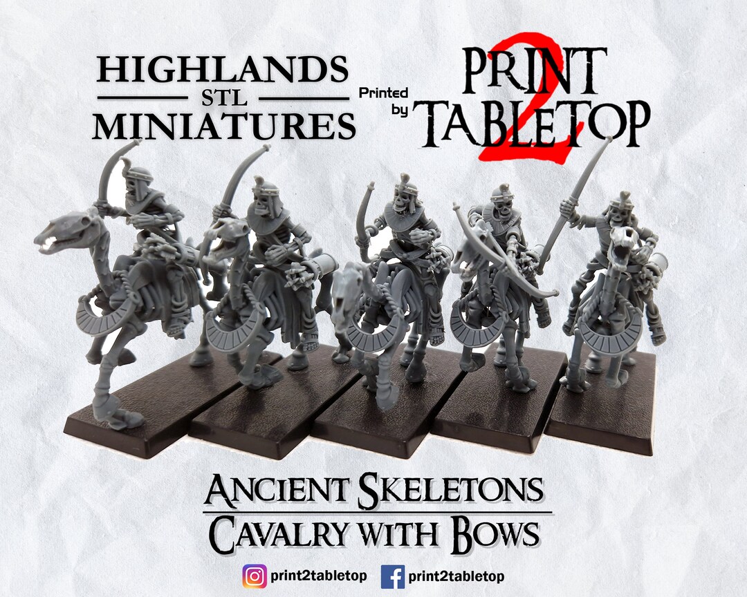 Ancient Skeleton Cavalry Bows 28mm 32mm Highlands Miniatures Fantasy ...
