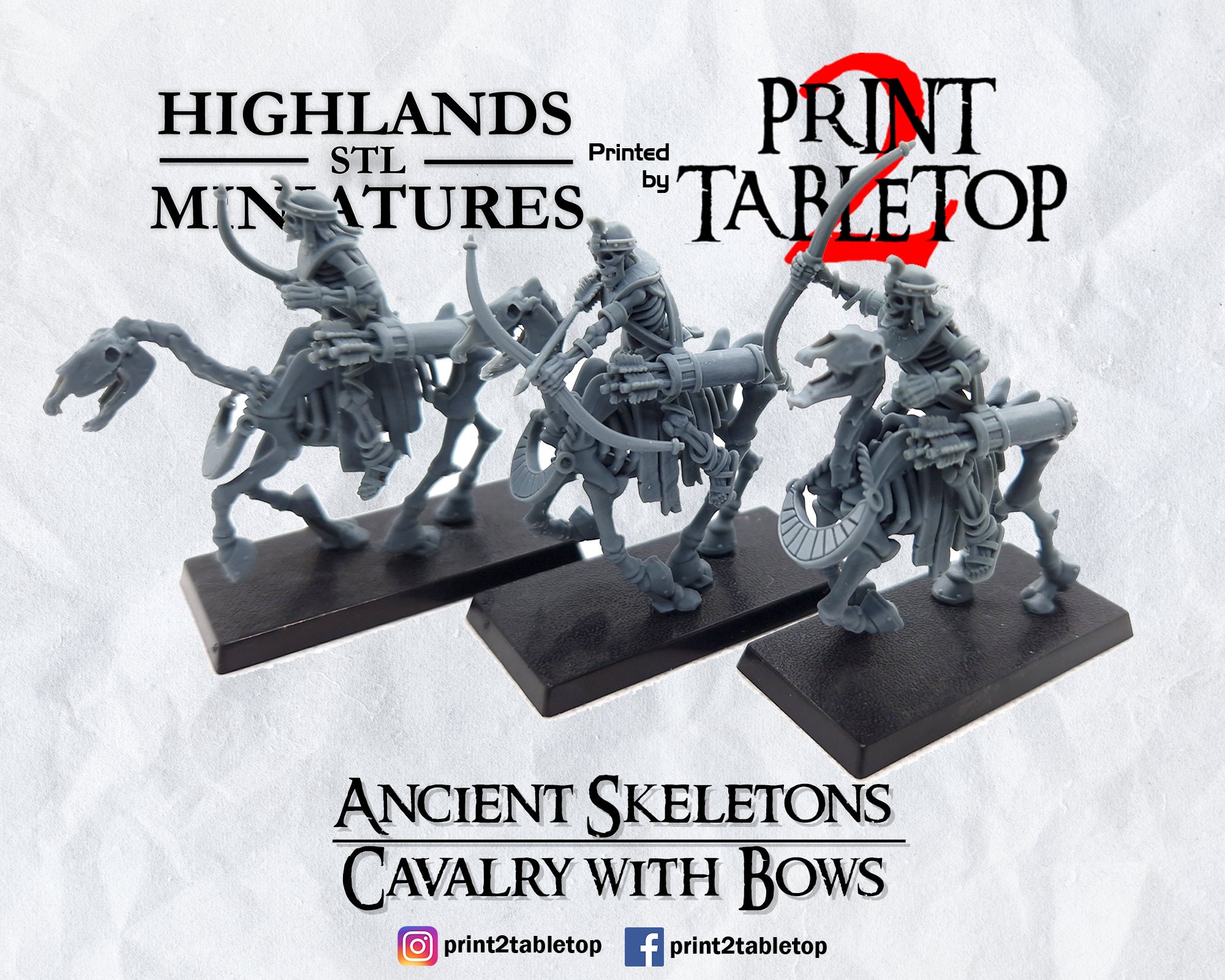 Ancient Skeleton Cavalry Bows 28mm 32mm Highlands Miniatures Fantasy ...