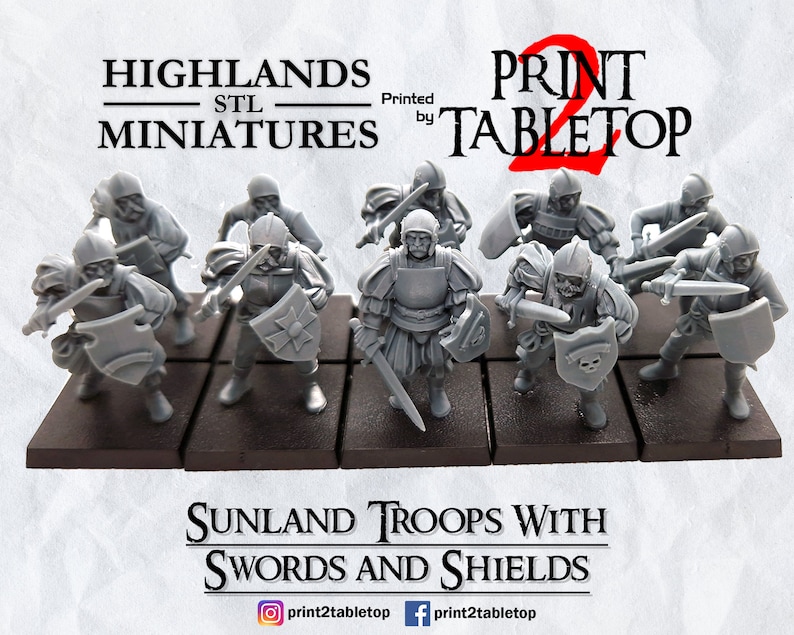 Sunland Swordsmen Swords & Shields 28mm 32mm Highlands Miniatures ...