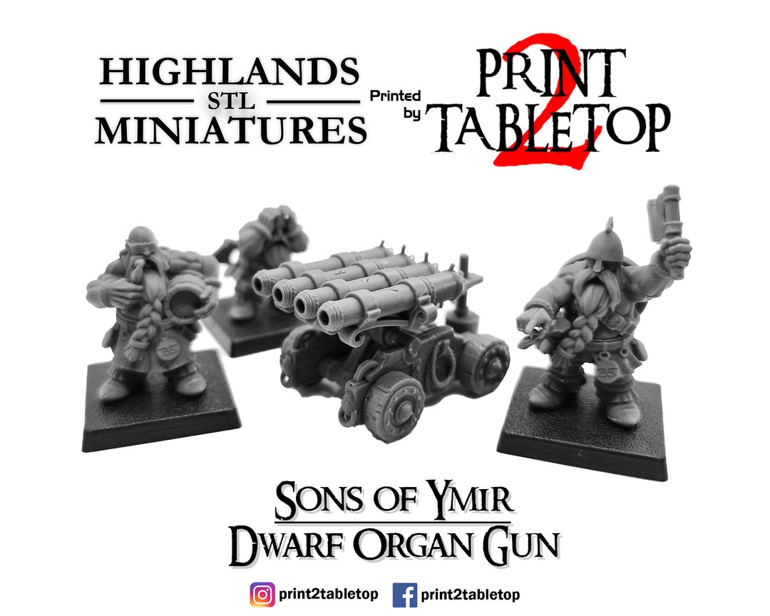Dwarf Organ Gun Crew Sons of Ymir 28mm 32mm Highlands Miniatures Fantasy Miniature - Etsy