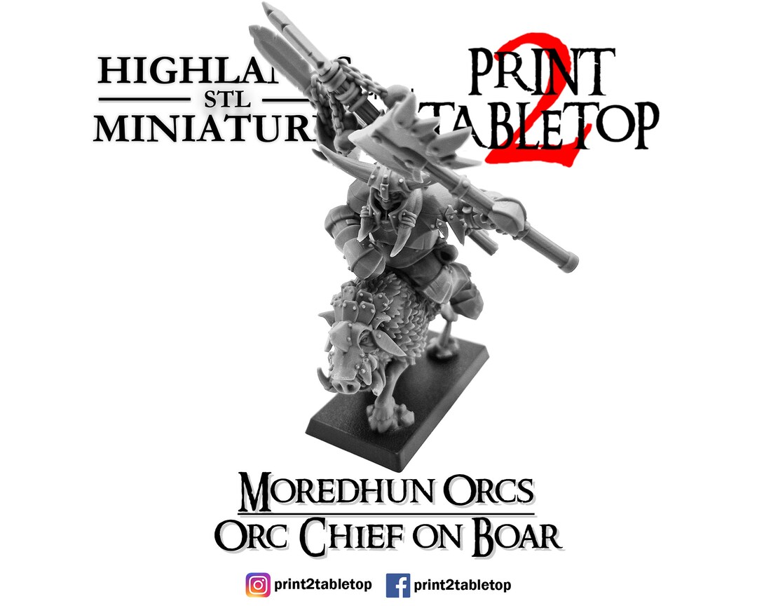 Moredhun Orc Chief on Boar Character 28mm 32mm Highlands Miniatures ...