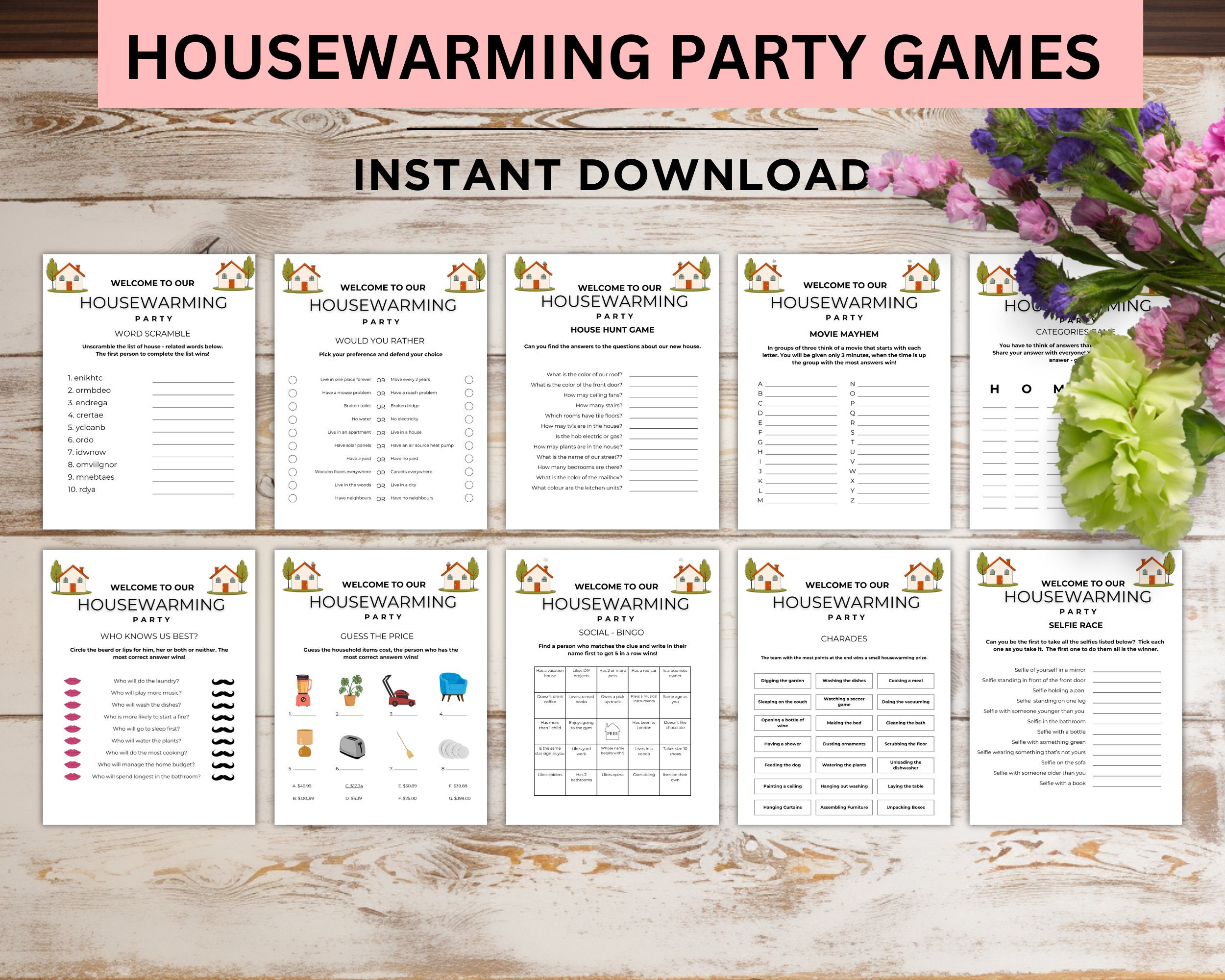 Housewarming Party Games Bundle | Housewarming Games | New Home Games ...
