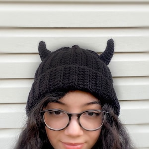 Crochet Devil Horn Beanie - Etsy