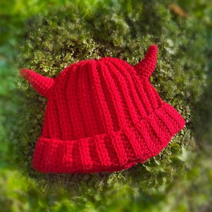 Crochet Devil Horn Beanie - Etsy