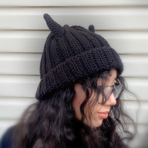 Crochet Devil Horn Beanie - Etsy