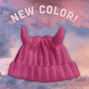 Crochet Devil Horn Beanie - Etsy