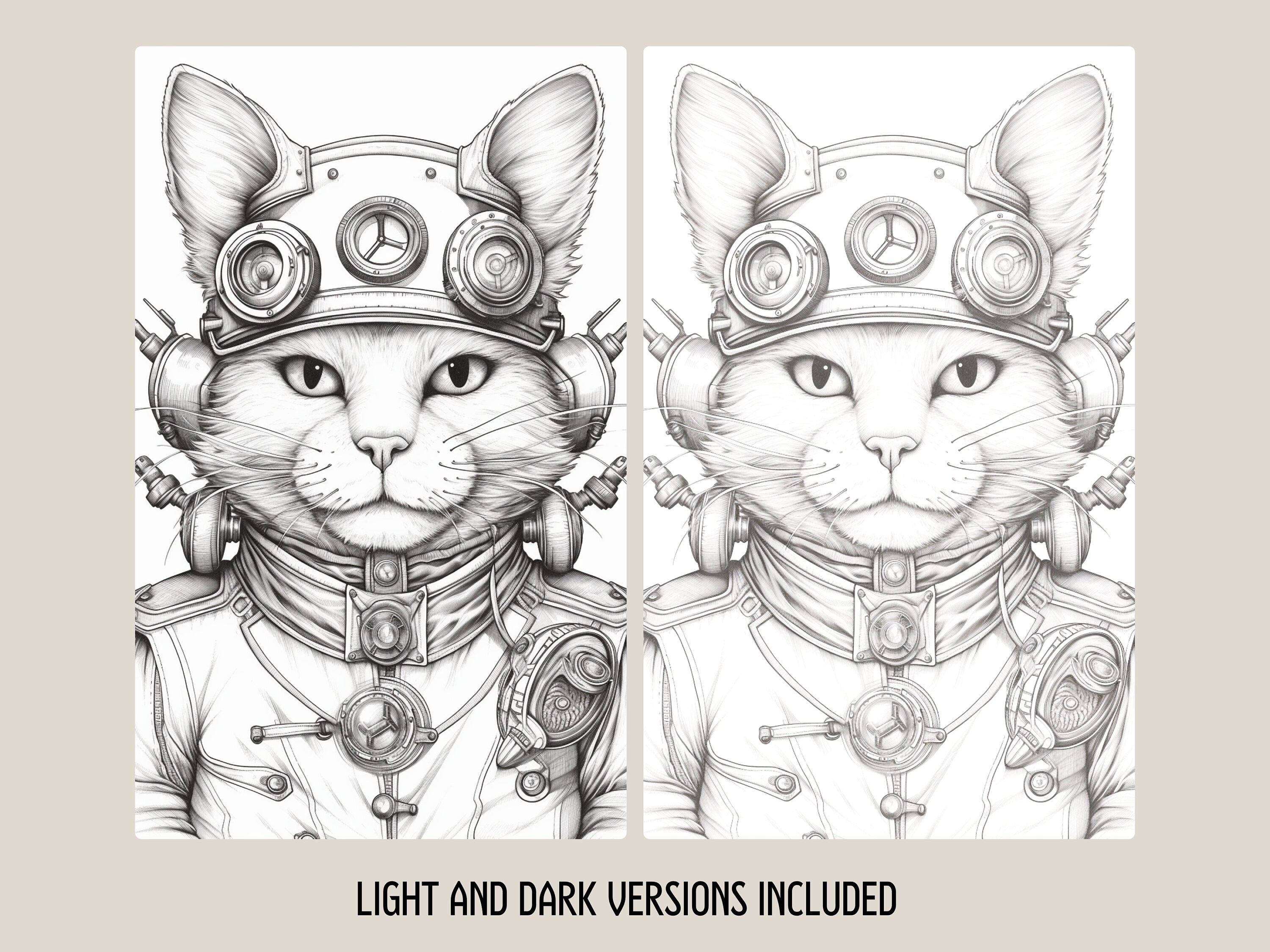 Steampunk Cats Digital Colouring Pages | 25 Printable Colouring Pages ...