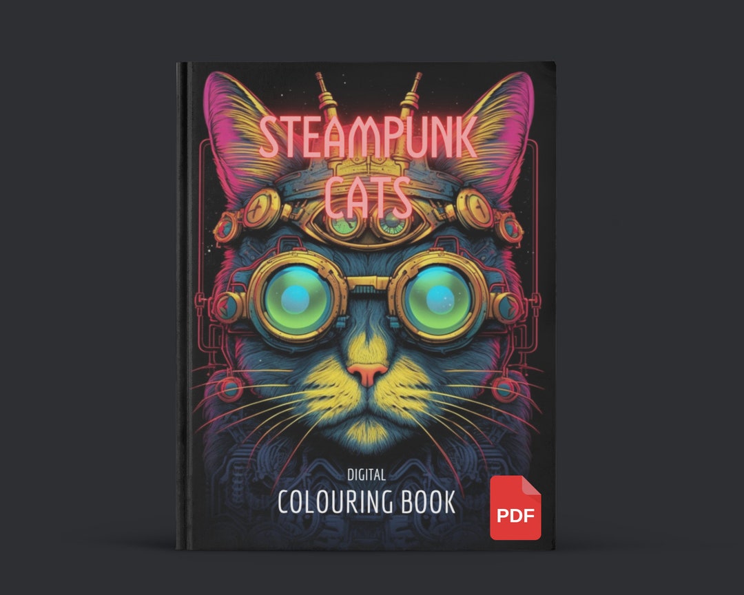 Steampunk Cats Digital Colouring Pages | 25 Printable Colouring Pages ...