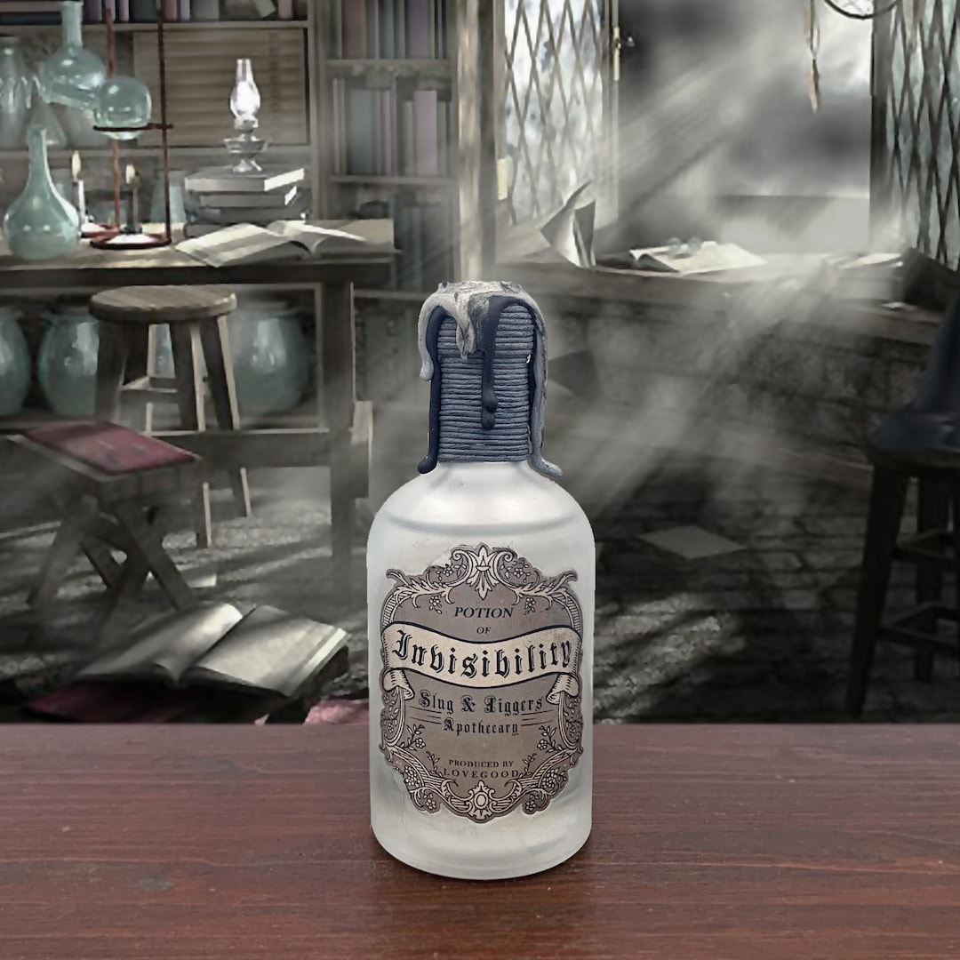 Invisibility Potion Magic Apothecary Herbology Glass Bottle Prop - Etsy