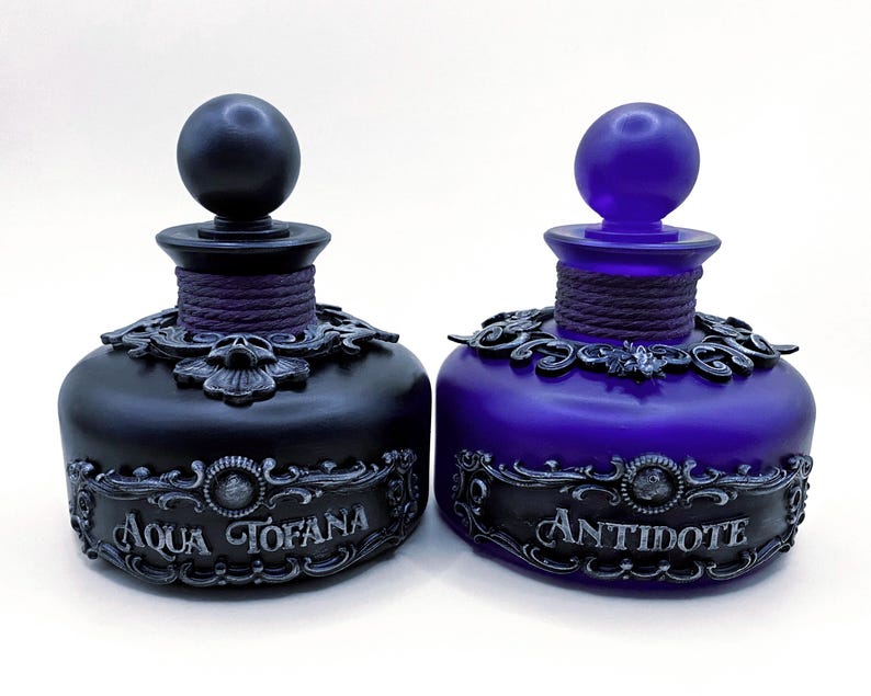 Aqua Tofana & Antidote Magic Potion Duo Apothecary Herbology Glass ...