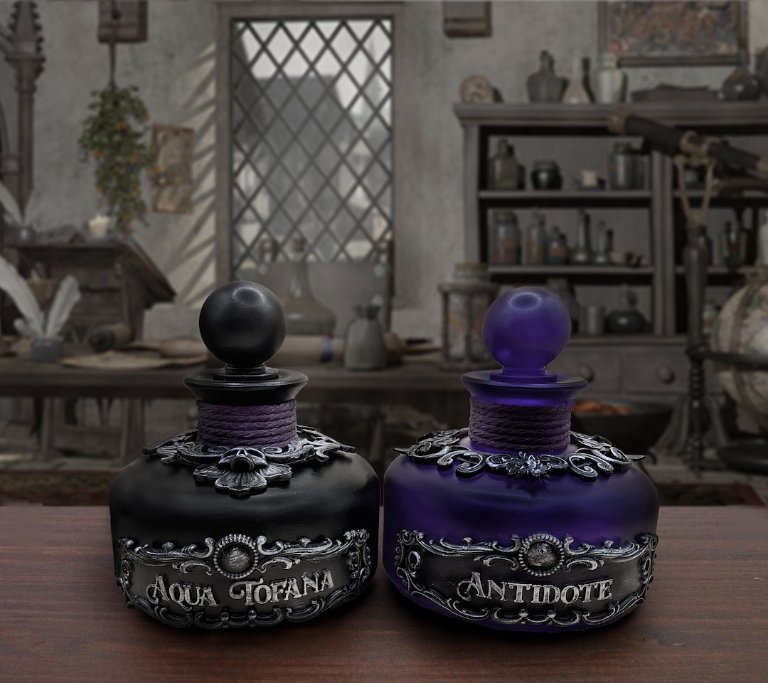Aqua Tofana & Antidote Magic Potion Duo Apothecary Herbology Glass ...