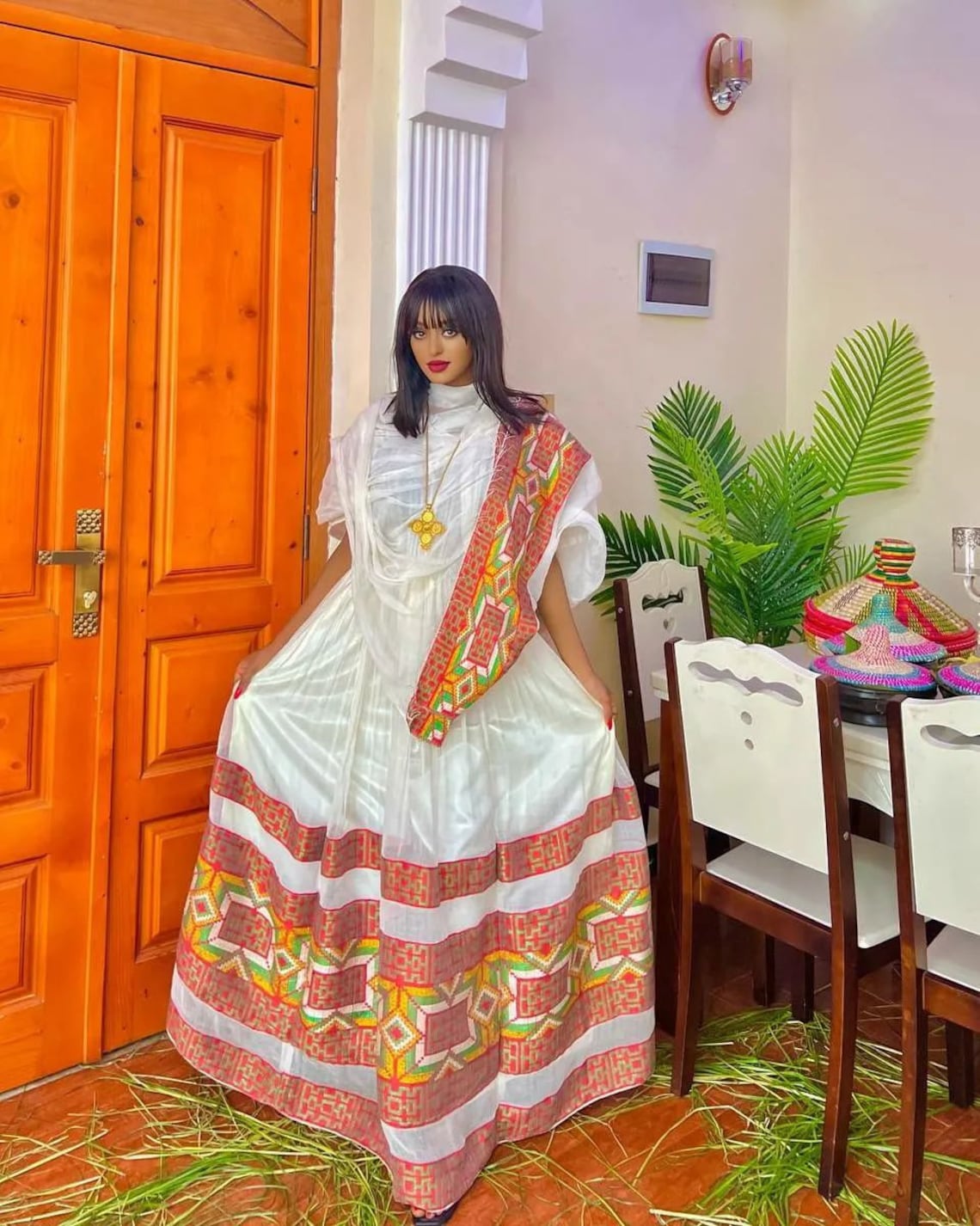 Detailed Pattern Habesha Dress / Habesha Libs Ethiopian Dress Habesha ...