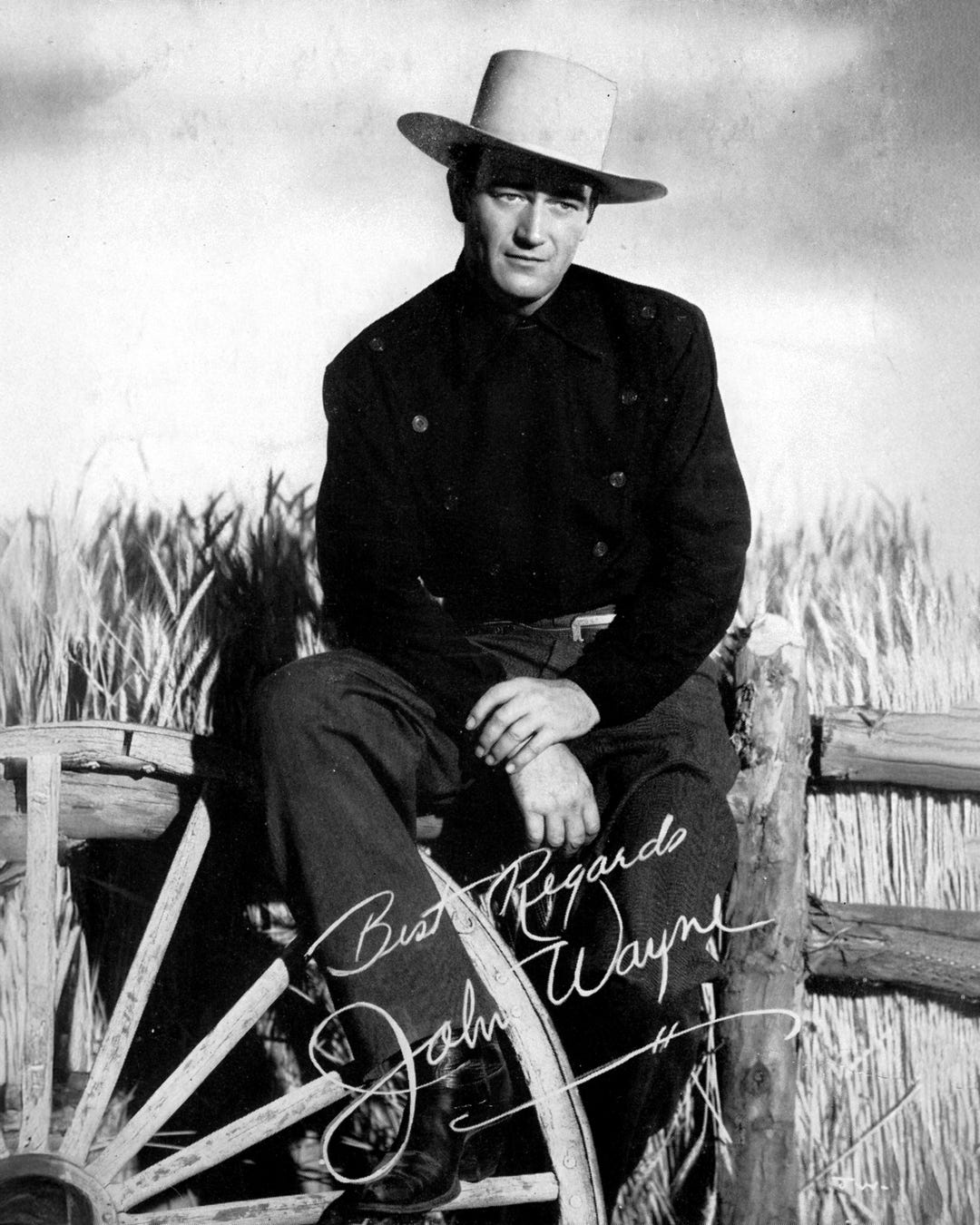 John Wayne Signed Vintage Portrait. Vintage Hollywood, Black and White ...