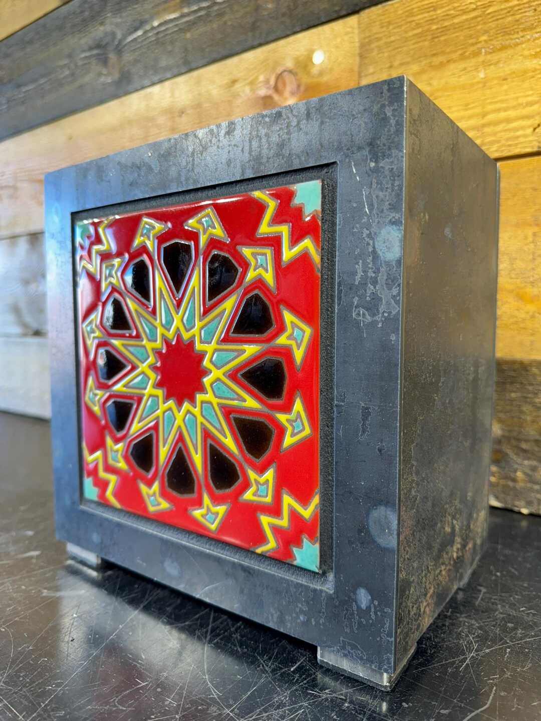 Metal Planter / Steel Planter With Custom Tile - Etsy