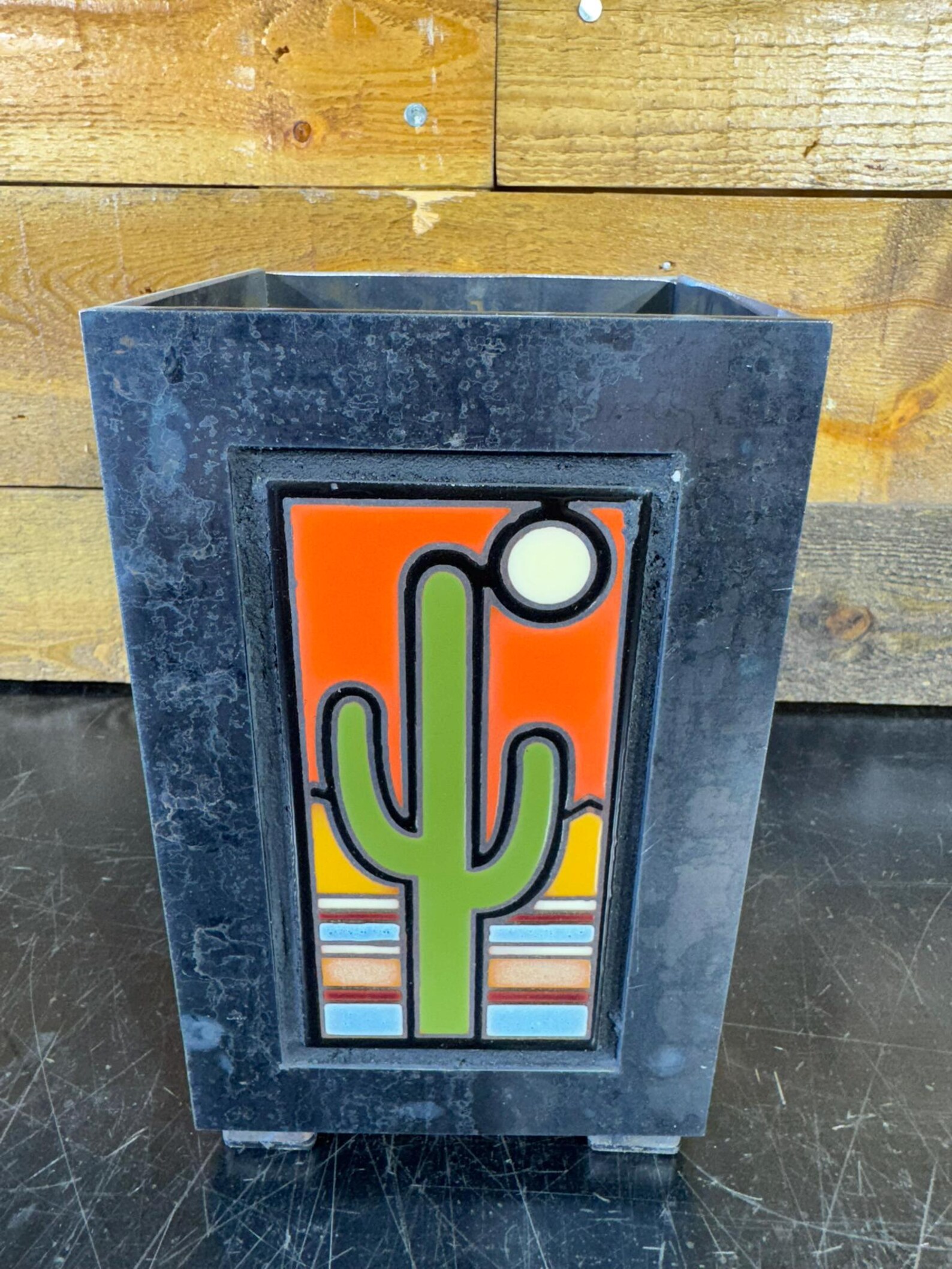 Metal Planter / Steel Planter With Custom Tile - Etsy