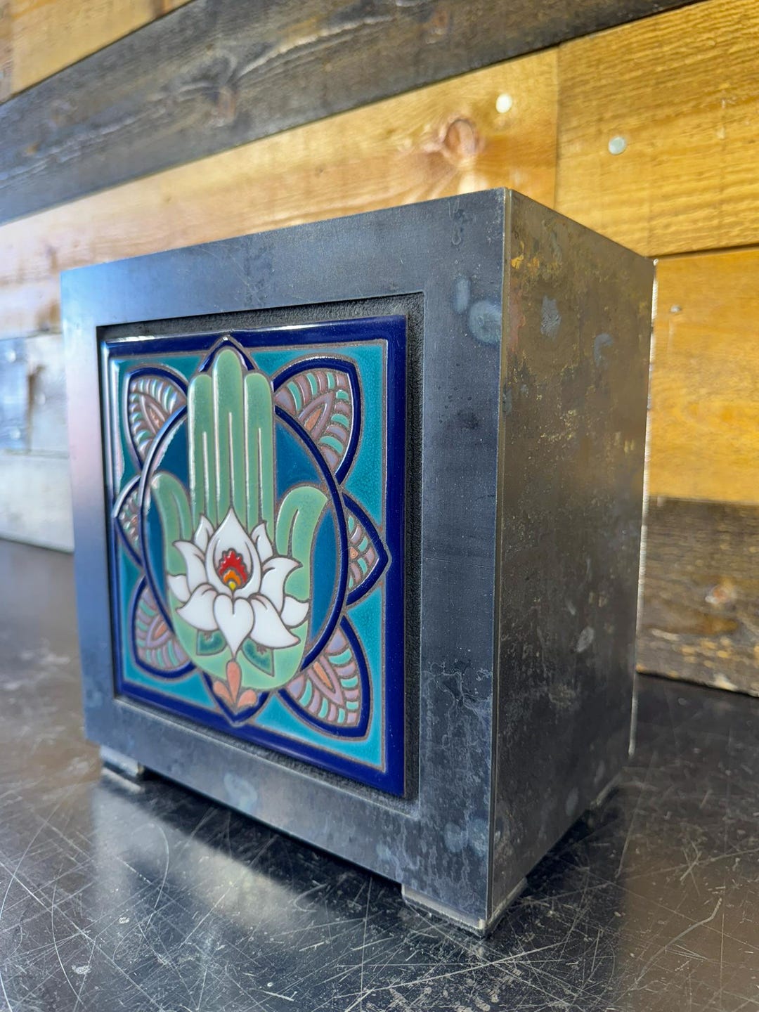 Metal Planter / Steel Planter With Custom Tile - Etsy