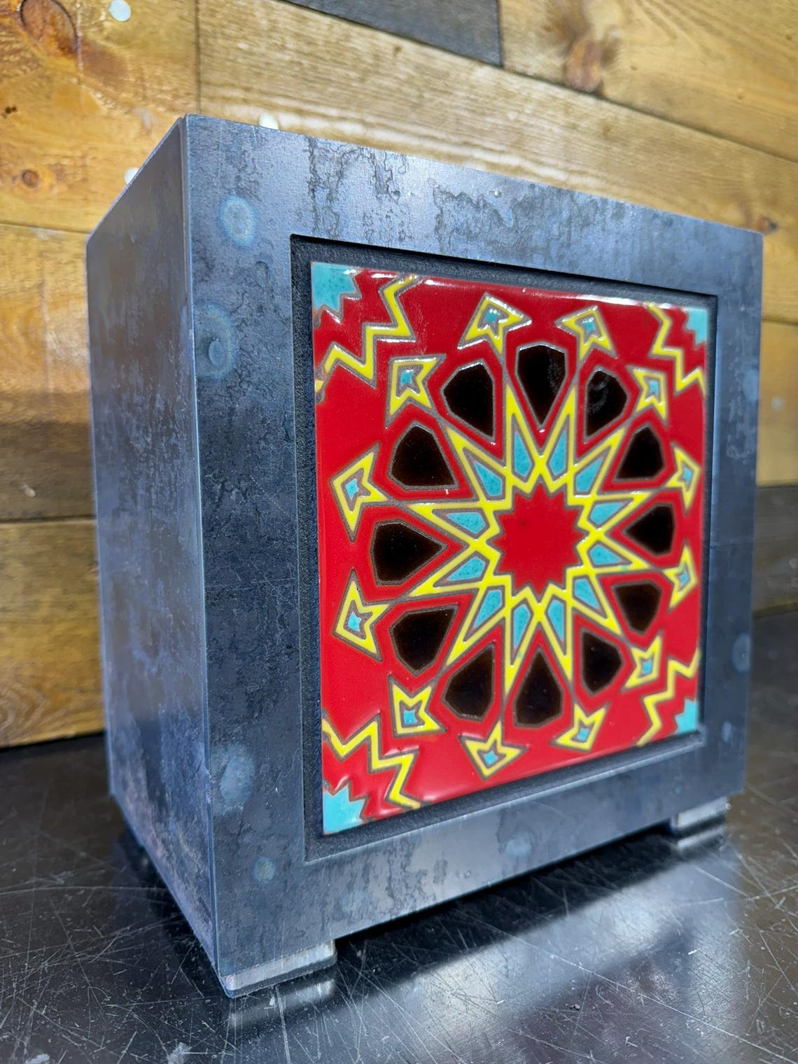 Metal Planter / Steel Planter With Custom Tile - Etsy