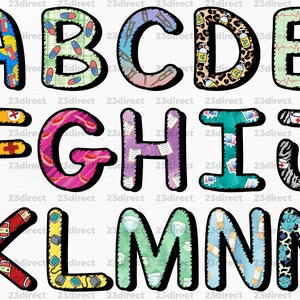 Nurse Alphabet Bundle | Colorful Nursing Life Font | Nurse PNG Letters ...